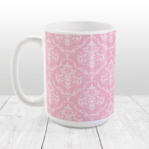 Pink Damask Mug, Elegant Pattern in Pink and Light Pink 11oz or 15oz ...