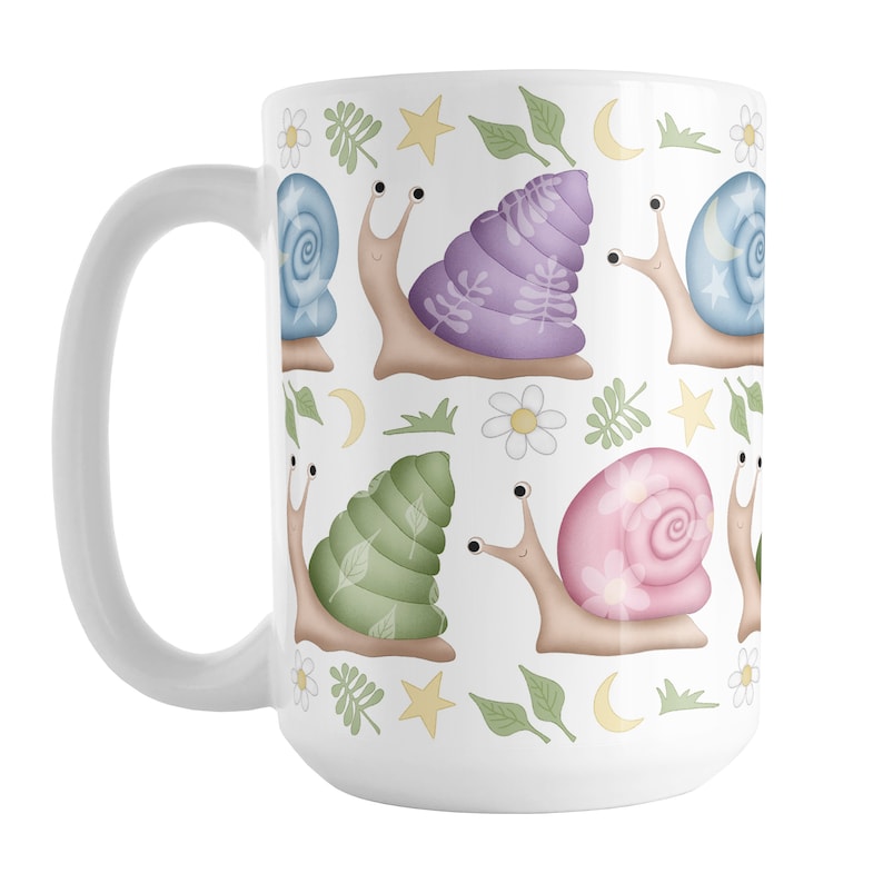 Cute Snails Mug Colorful Pattern for Spring and Summer 11oz - Etsy