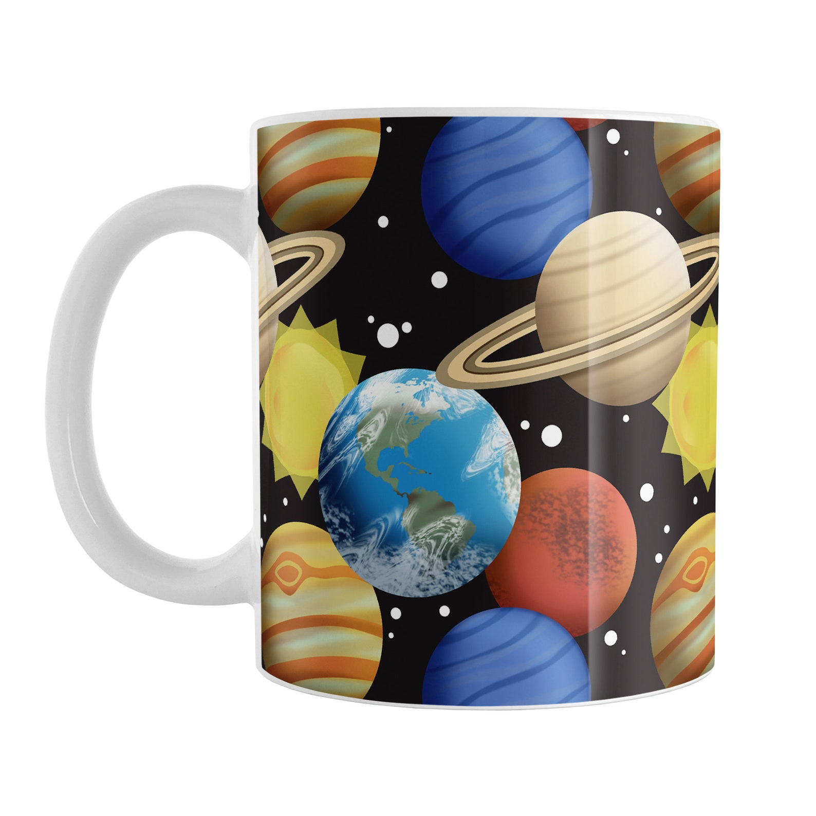 Space Planets Mug Pattern With Planets Sun and Stars Over - Etsy