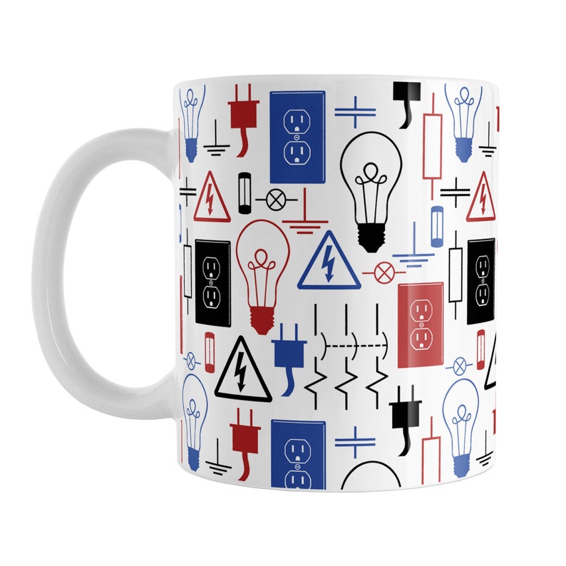 Electrical Pattern Mug Red Blue Black Electricity Theme - Etsy