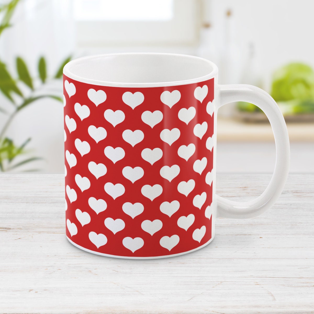 Red Hearts Mug Stylish Cute White Hearts Over Red - Etsy UK
