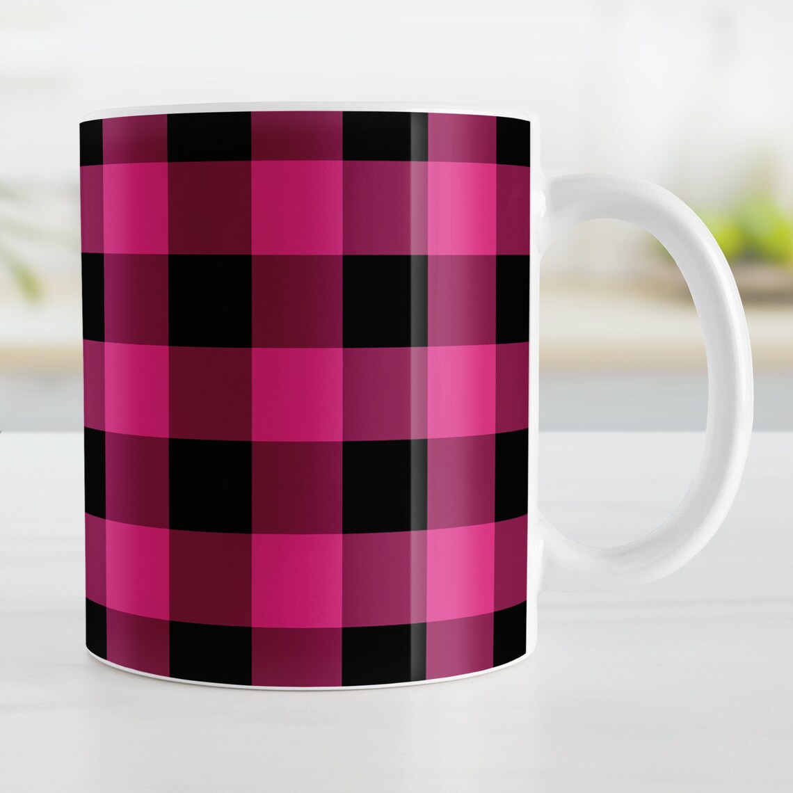 Pink Buffalo Plaid Mug Rustic Pink and Black Pattern 11oz - Etsy