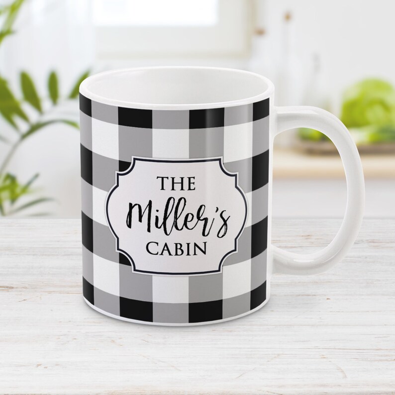 Personalized Buffalo Plaid Mug Rustic Black and White Pattern - Etsy