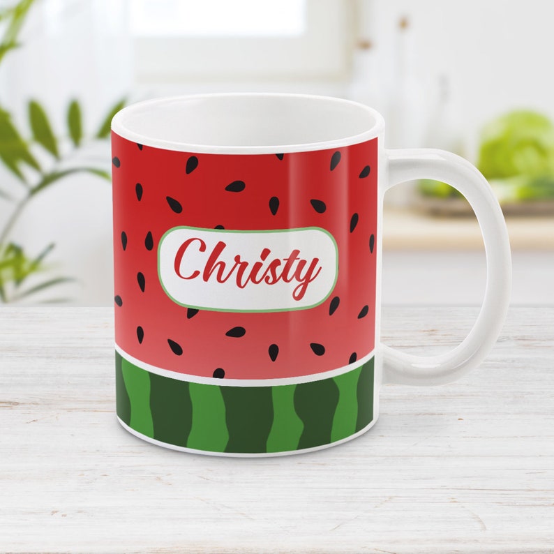 Personalized Watermelon Mug Red Green Watermelon Design | Etsy