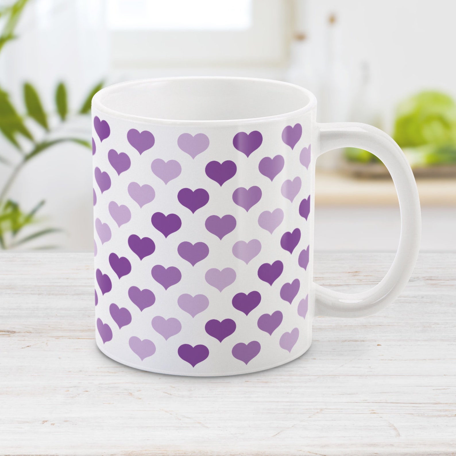 Purple Hearts Mug Cute Pattern With Purple Hearts - Etsy