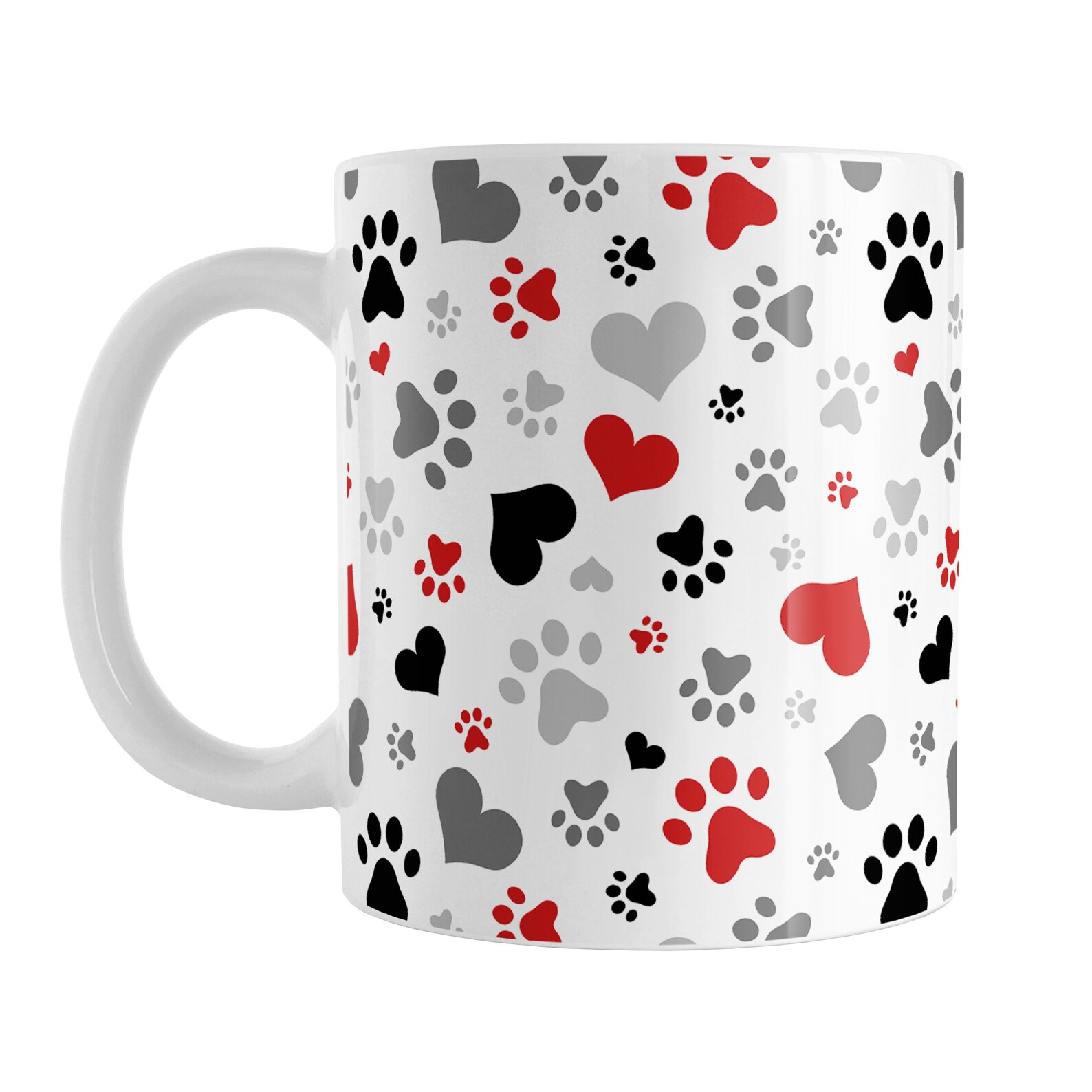 Black Red Paw Prints Mug Cute Dog Mug With Hearts and Paw - Etsy