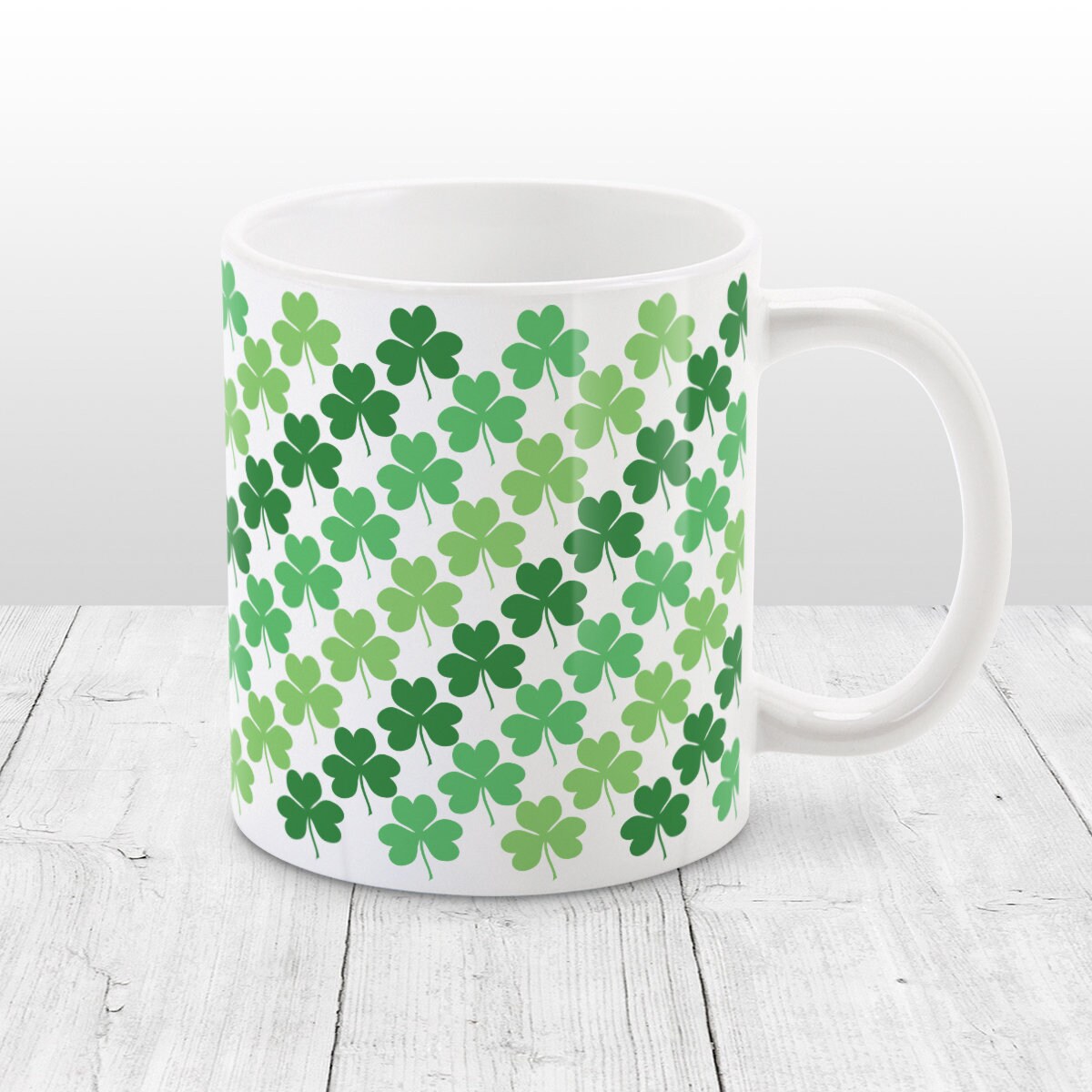 Green Clovers Mug Cute Pattern With Shamrocks St | Etsy