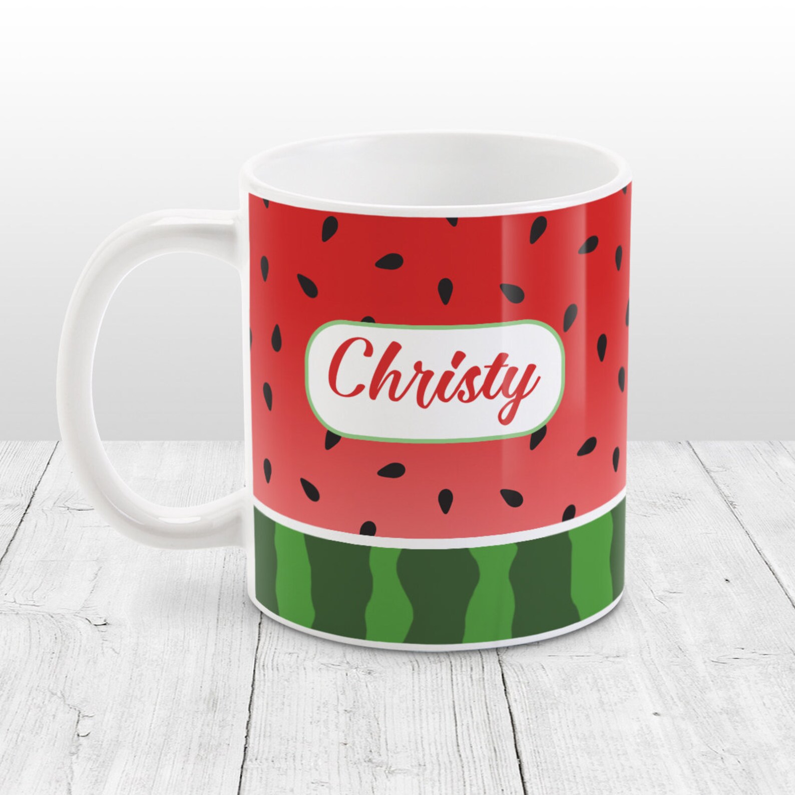 Personalized Watermelon Mug Red Green Watermelon Design | Etsy