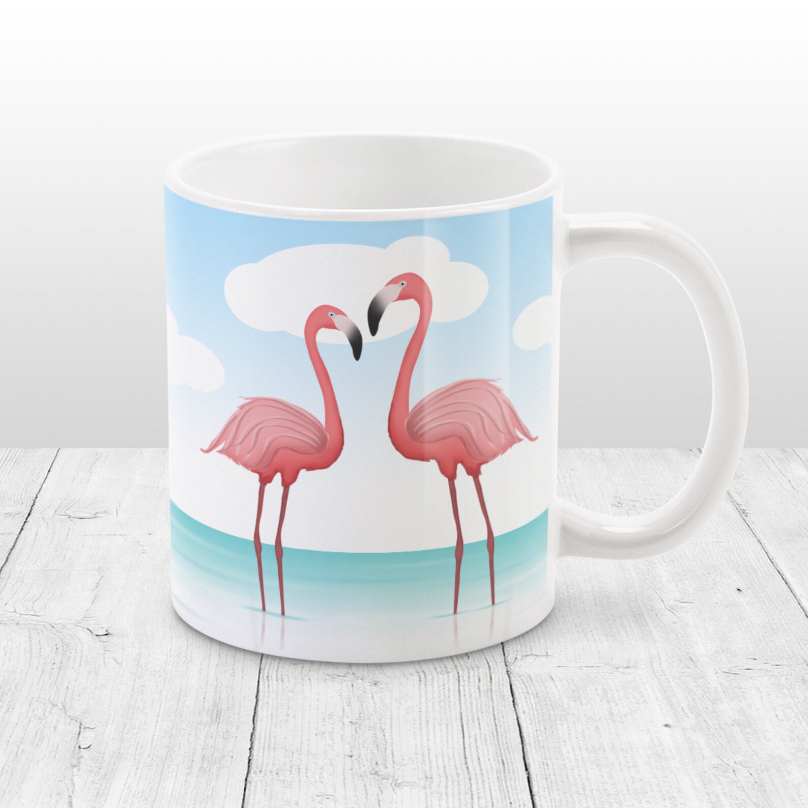 Flamingo Mug tropical pink flamingos in water 11oz or 15oz | Etsy