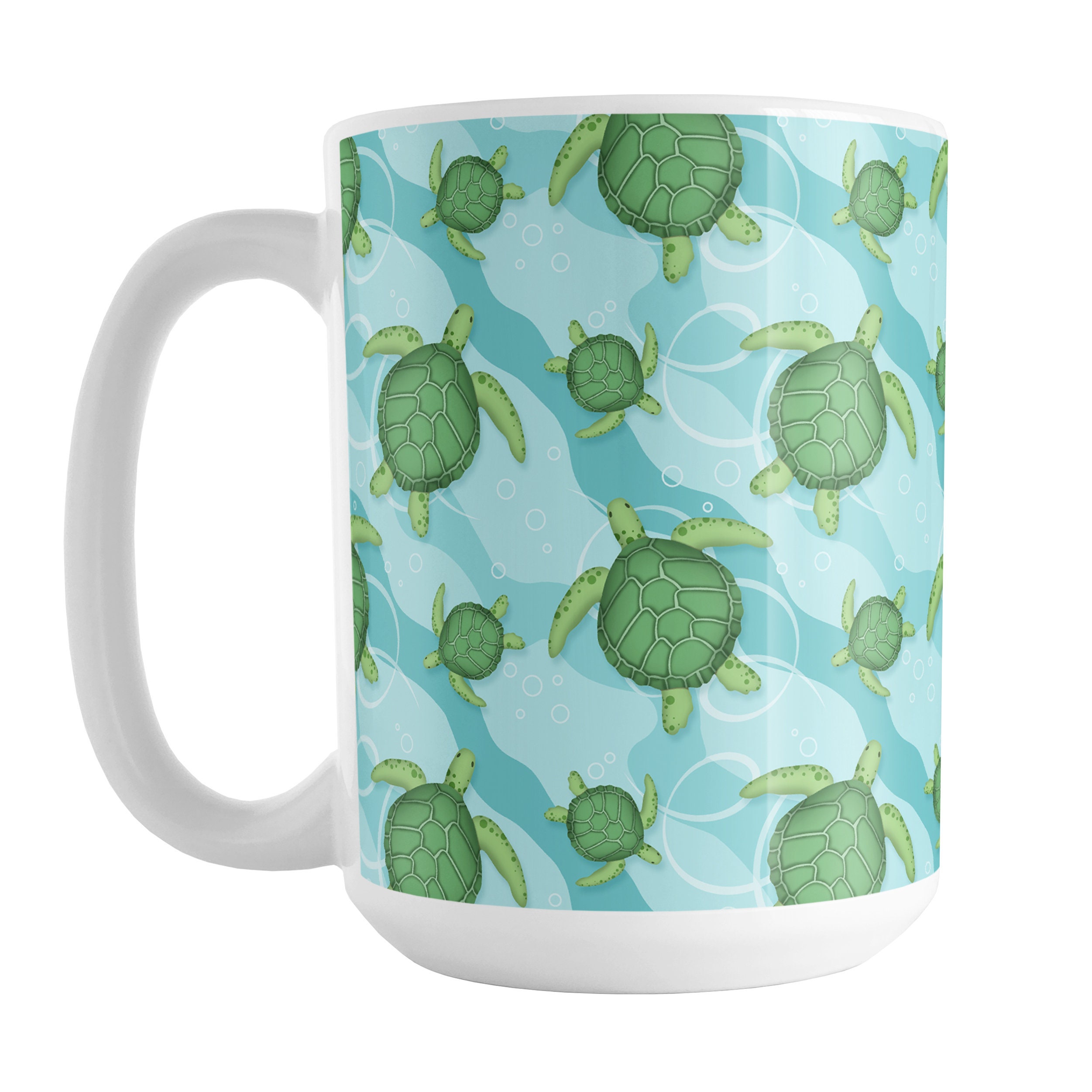Sea Turtle Mug Aquatic Green Blue Sea Turtle Pattern Under - Etsy