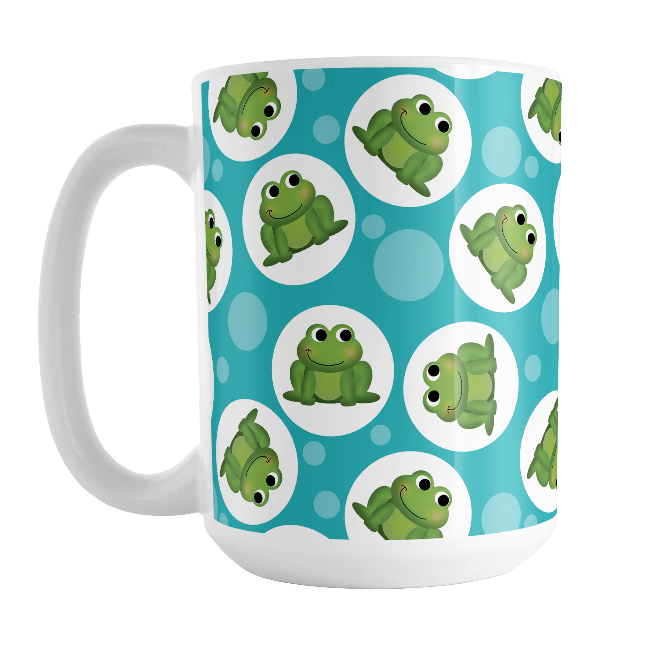 Cute Frog Mug, Turquoise Green Pattern, Frog Gift, 11oz or 15oz Ceramic ...