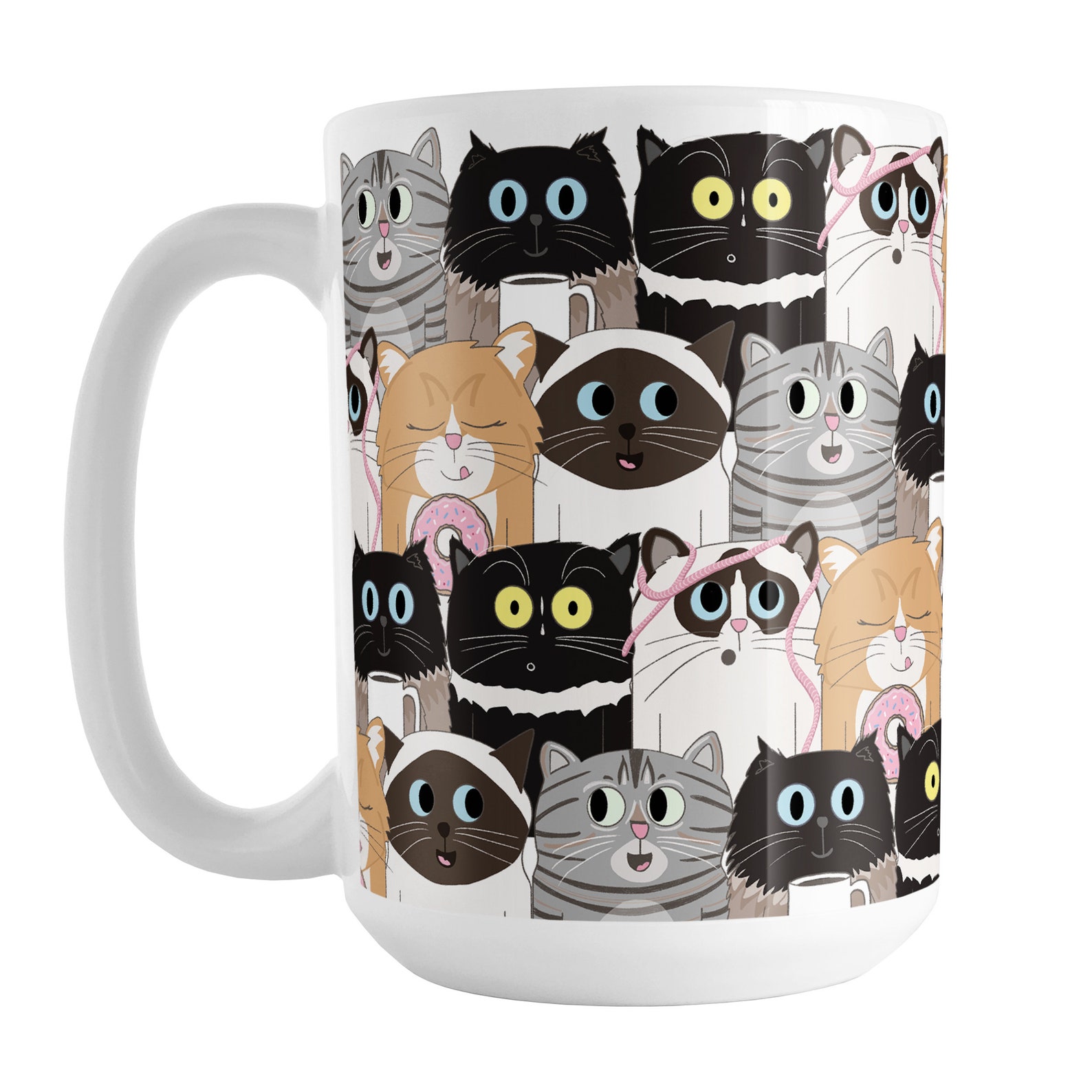 Cute Cat Stack Mug Pattern Cat Breeds 11oz or 15oz Ceramic - Etsy