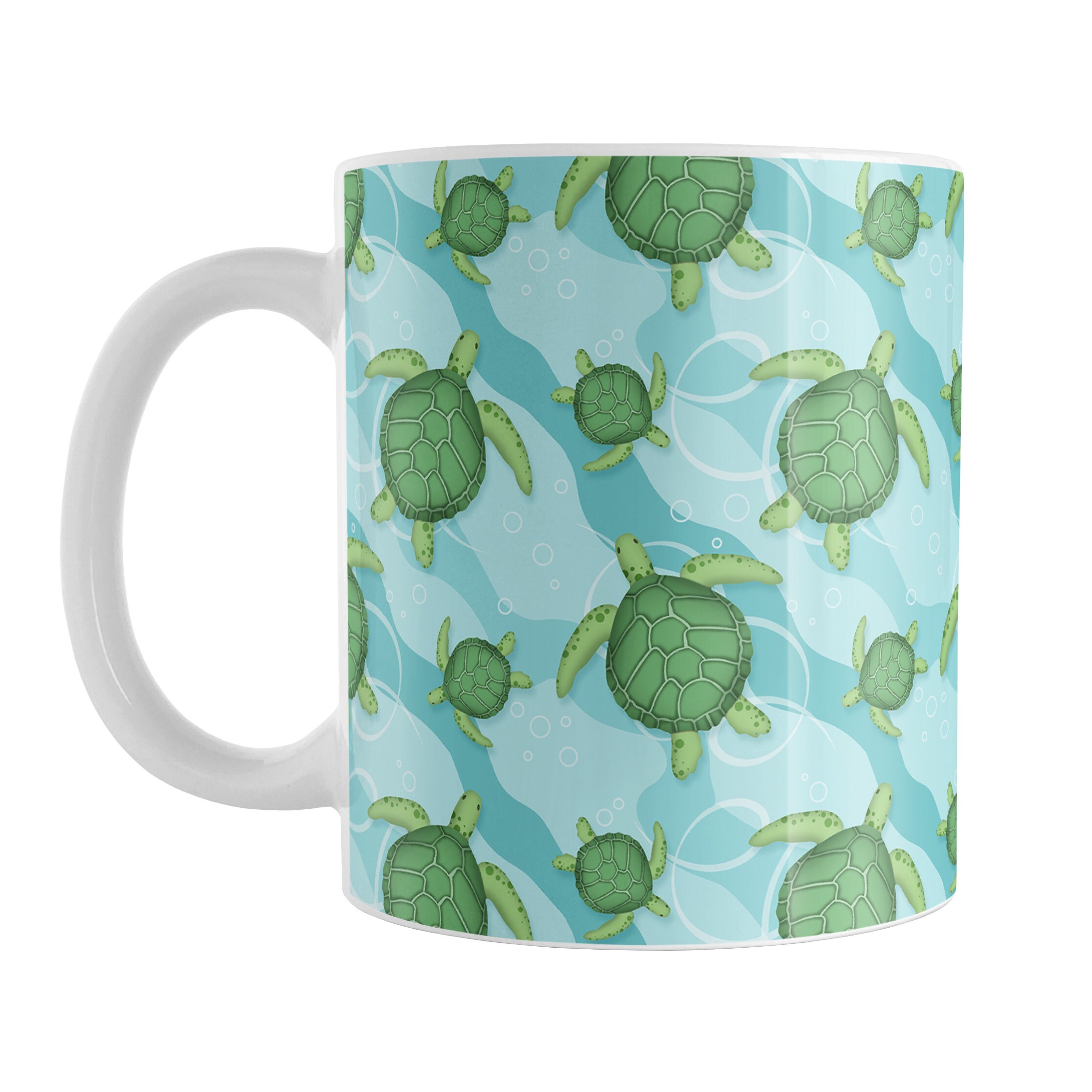 Sea Turtle Mug Aquatic Green Blue Sea Turtle Pattern Under - Etsy
