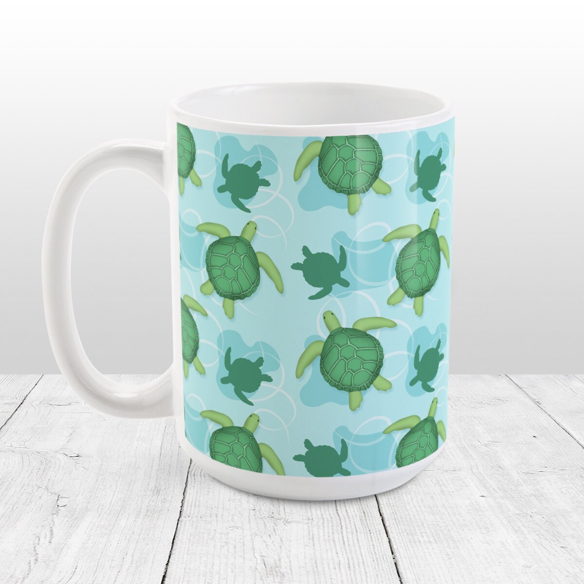 Sea Turtle Mug aquatic green blue sea turtle pattern under | Etsy