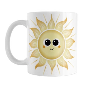 Cute Happy Sun Mug, Yellow Sunshine, Morning Daytime Mug, 11oz or 15oz ...