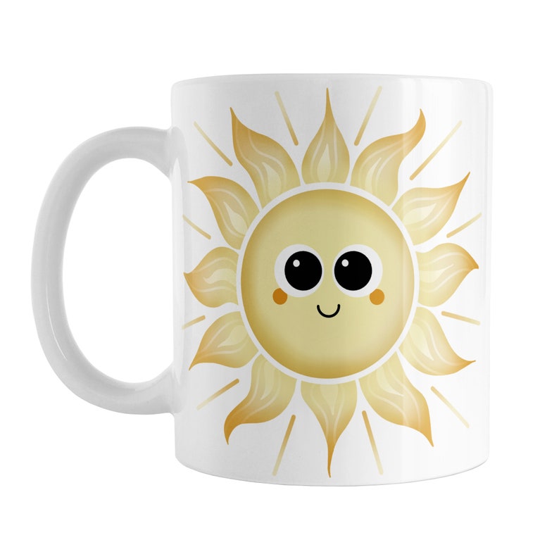 Cute Happy Sun Mug, Yellow Sunshine, Morning Daytime Mug 11oz or 15oz ...