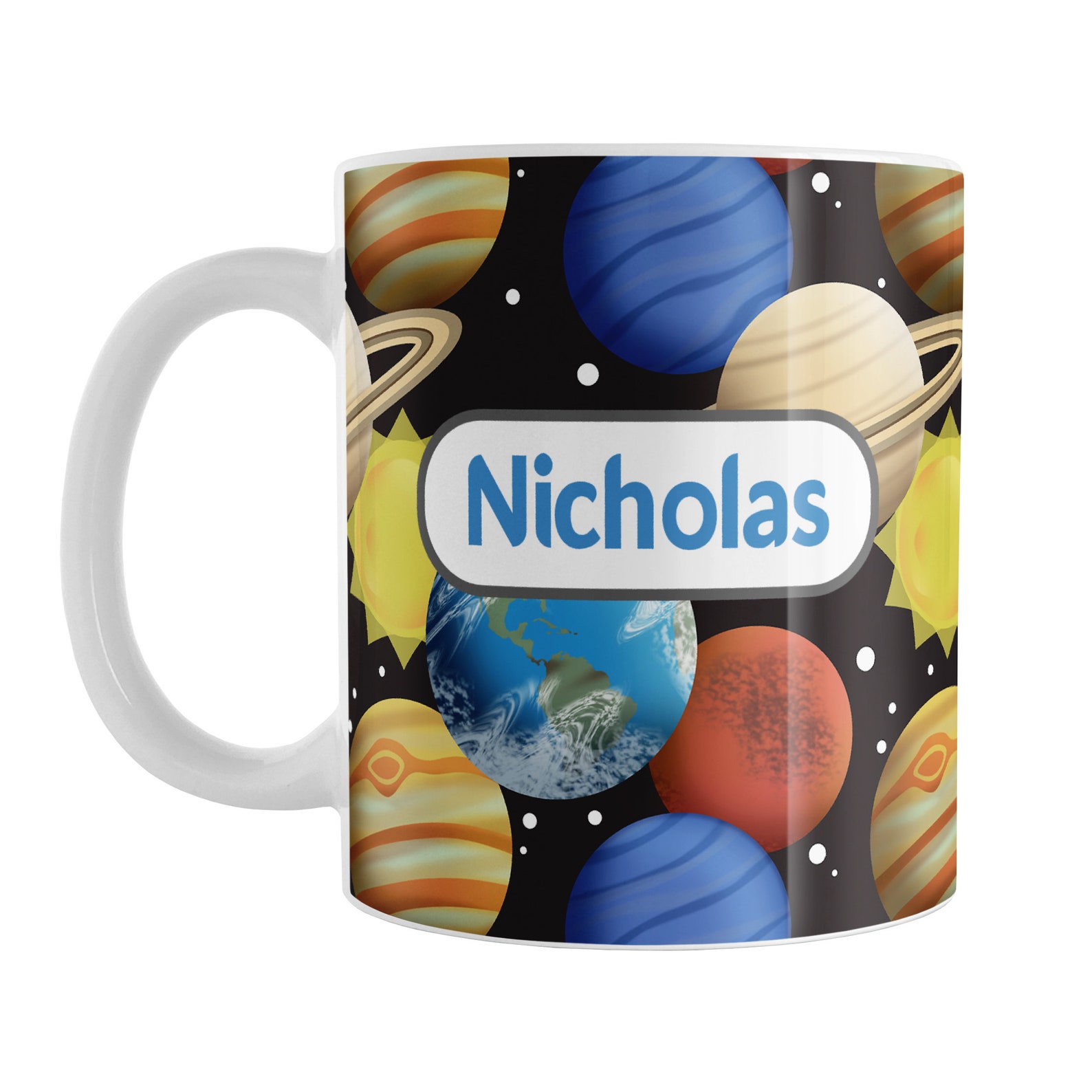Personalized Space Planets Mug Pattern With Planets Sun and - Etsy