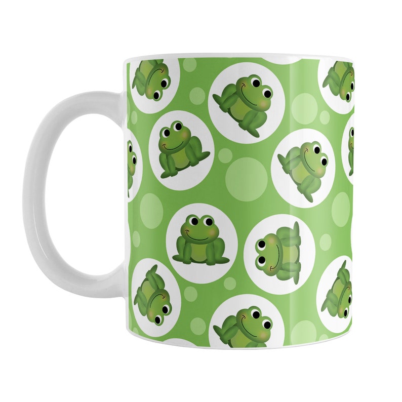 Green Frog Mug, Cute Coffee Cup With Green Background, Animal Lovers ...