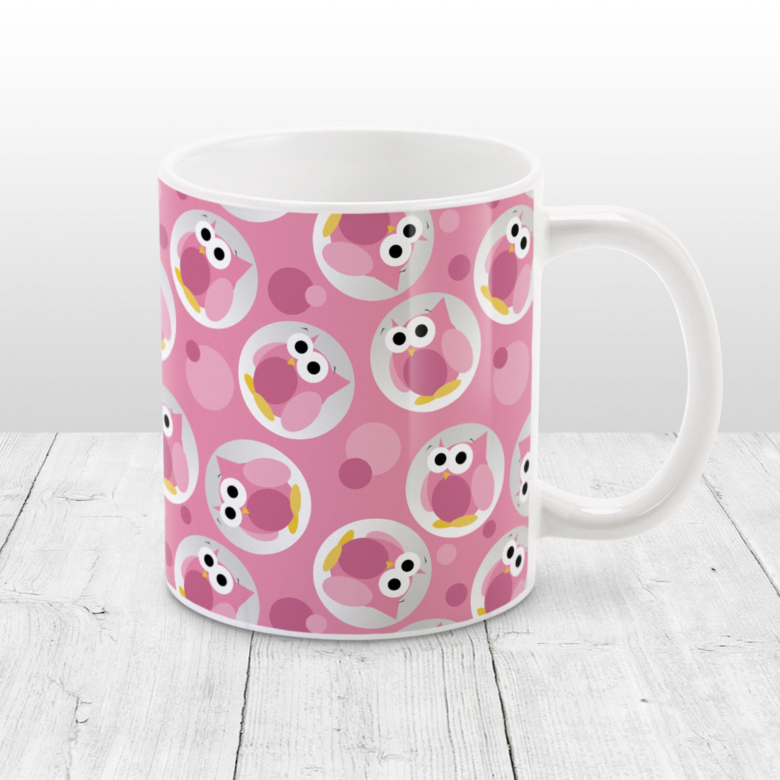 Pink Owl Mug funny cute pattern owl gift 11oz or 15oz | Etsy