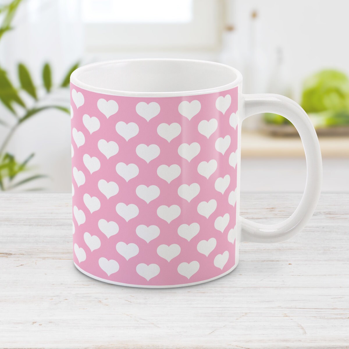 Pink Hearts Mug stylish cute white hearts over pink - Etsy.de