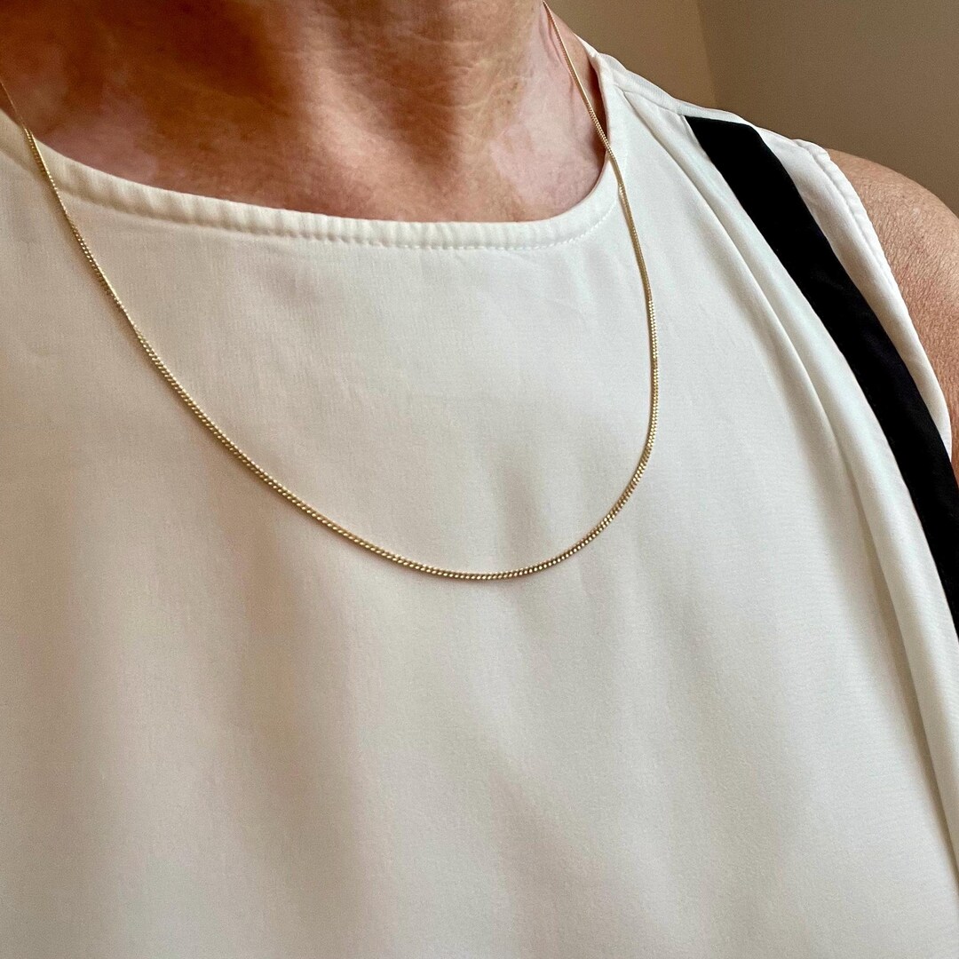 Vintage 9ct Solid Gold Flat Curb Chain, 24 Inches 61cm ITALY and UK ...