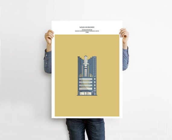 Print WCAU Building Art Déco Building Print Illustration to - Etsy