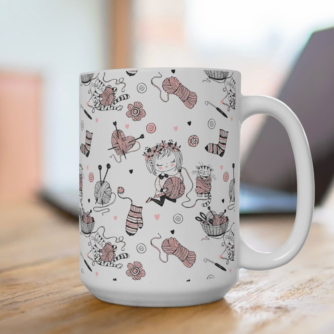 Crochet, Knitting Coffee Mug, Gift for Knitter, Crochet Hooks Holder ...