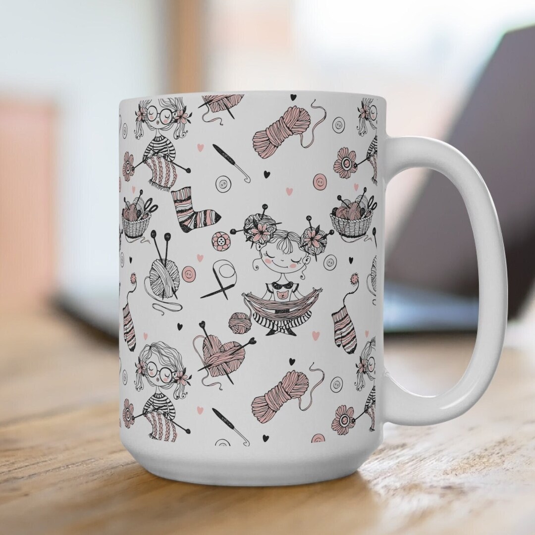 Crochet, Knitting Coffee Mug, Gift for Knitter, Crochet Hooks Holder ...