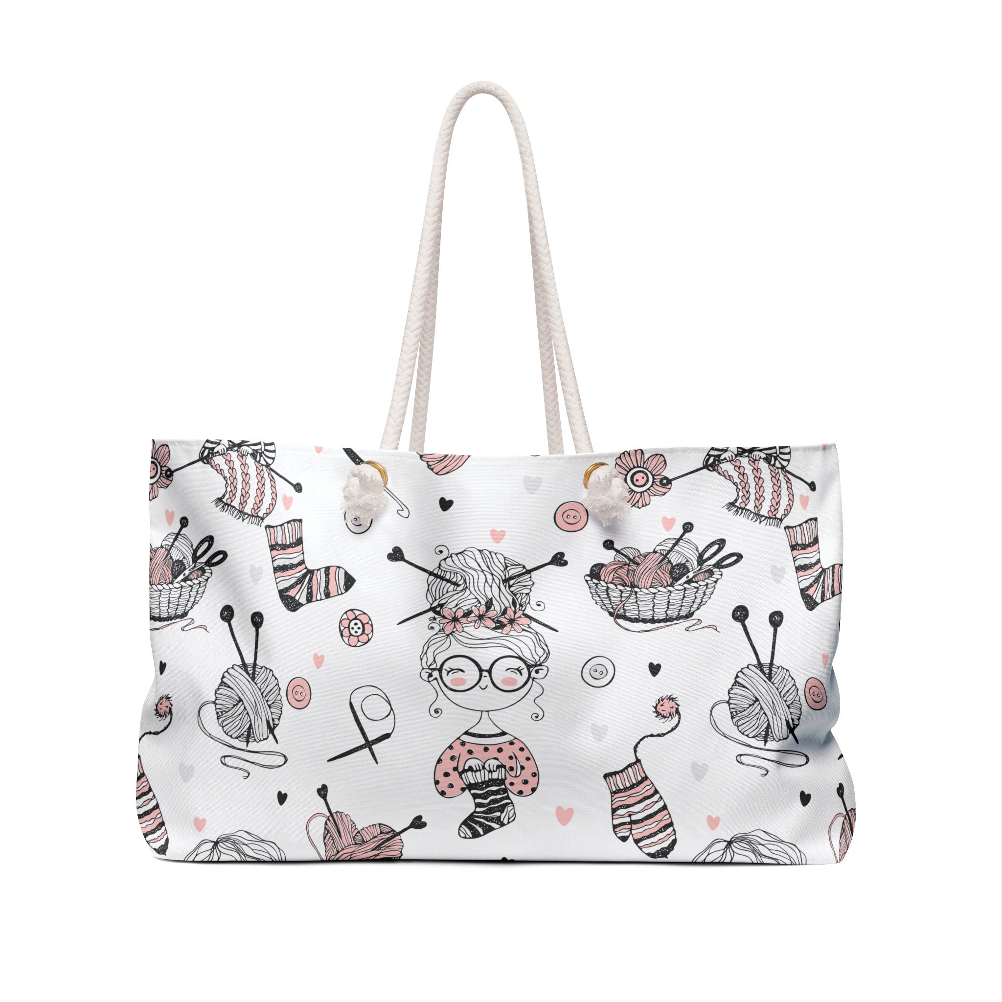 Large Knitting, Crochet Project Tote Bag, Extra Large Yarn Storage ...