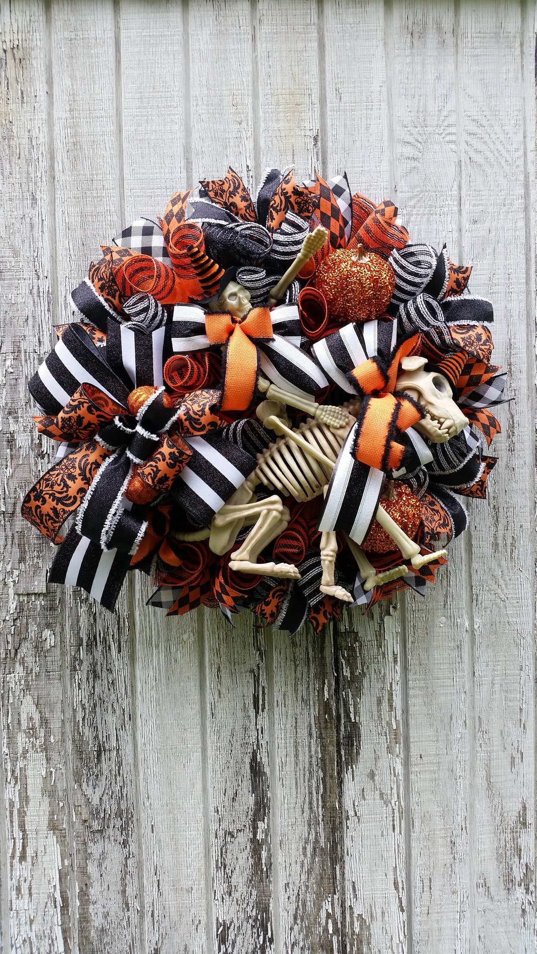 Skeleton Wreath, Halloween Wreath, Skully Wreath, Halloween Skeletons ...