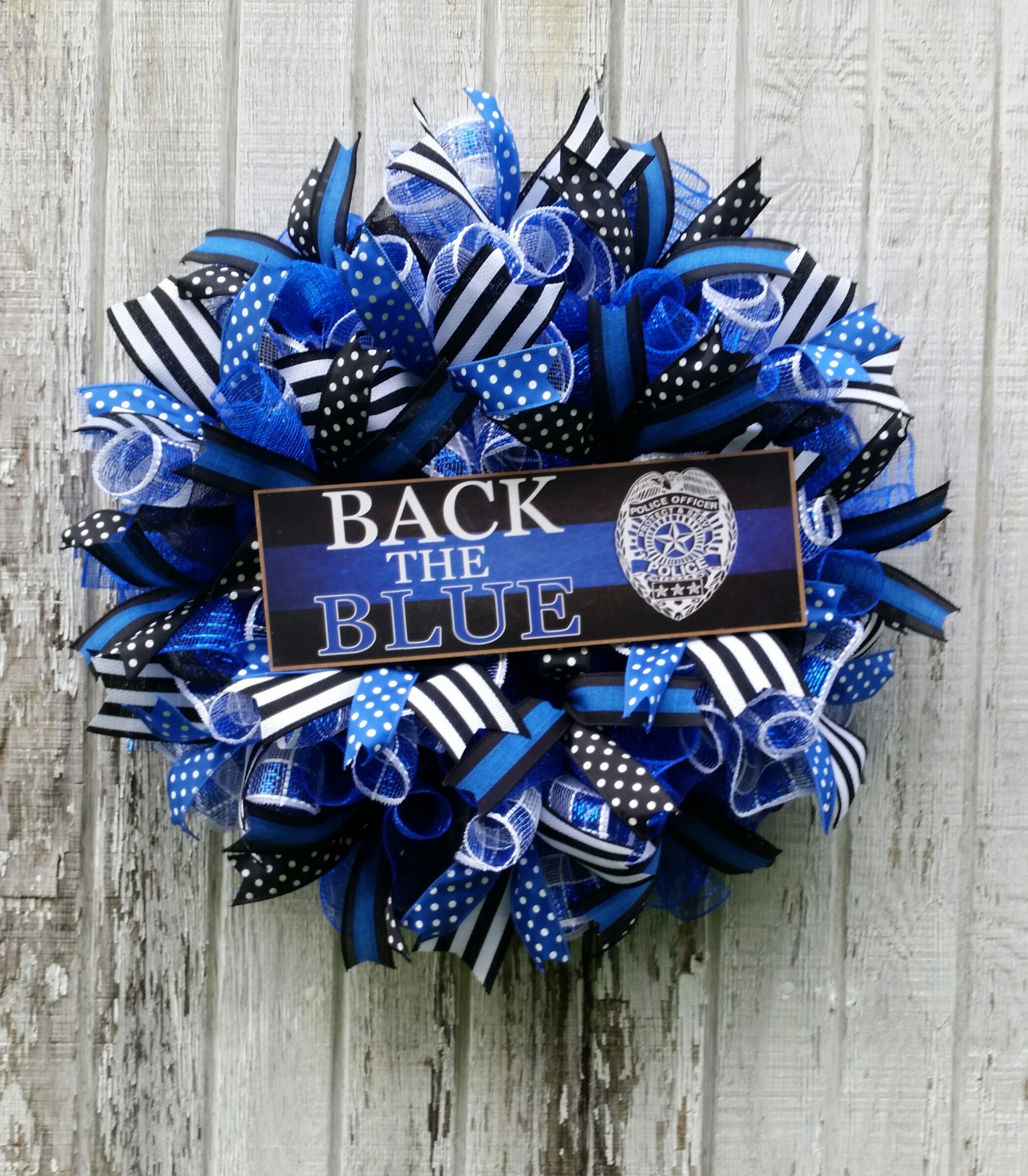 Back the Blue Wreath Thin Blue Line Wreath Police Officer - Etsy