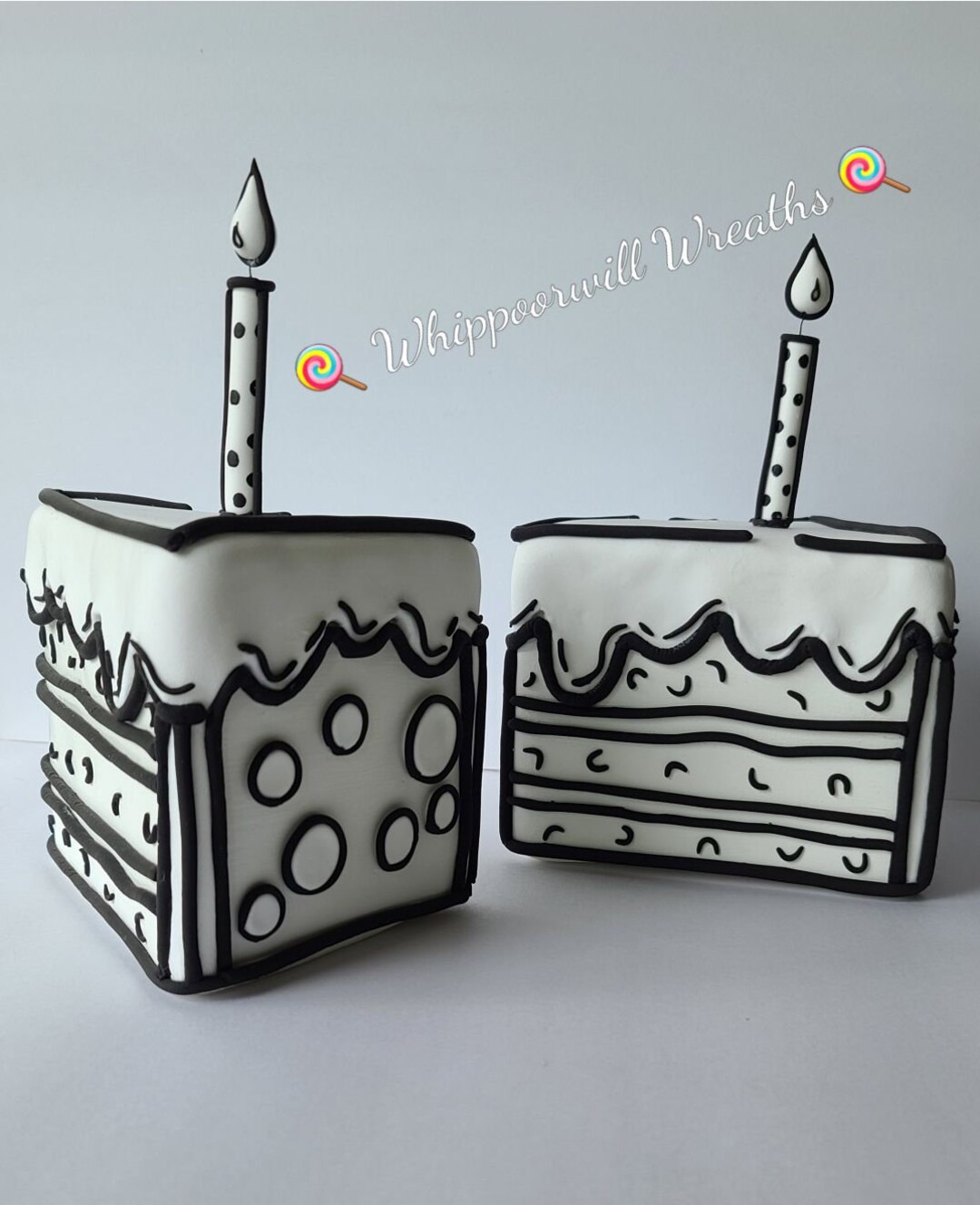 Fake Cartoon Cake Slice, Fake Bakes, Faux Sweets, Black White Cartoon ...