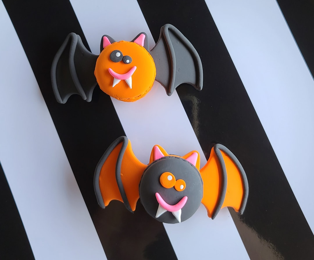 Faux Whimsical Bat Macarons, Halloween Bat Decor, Faux Sweets, Fake ...