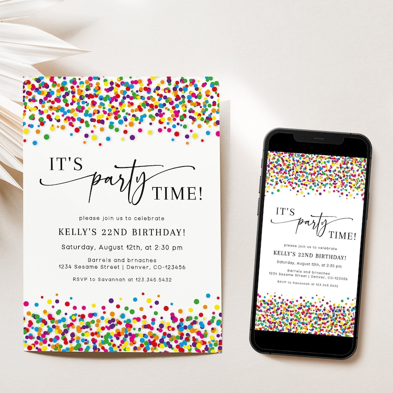 Confetti Invitation - Etsy