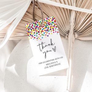 Confetti Birthday Favor Tags Funfetti Bday Tags Colorful Thank You Tags ...