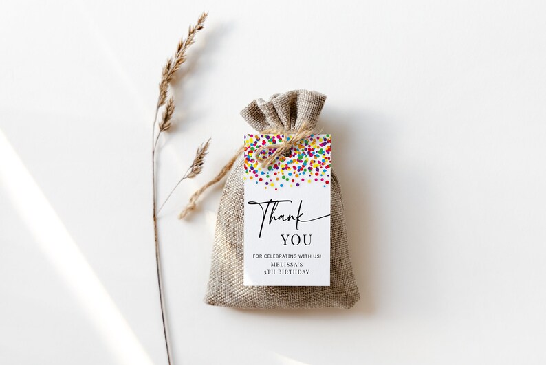 Confetti Birthday Favor Tags Funfetti Bday Tags Colorful Thank You Tags ...