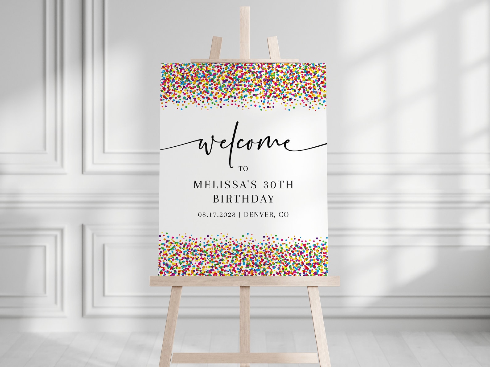 Colorful Confetti Welcome Poster | Rainbow Funfetti Birthday Welcome ...