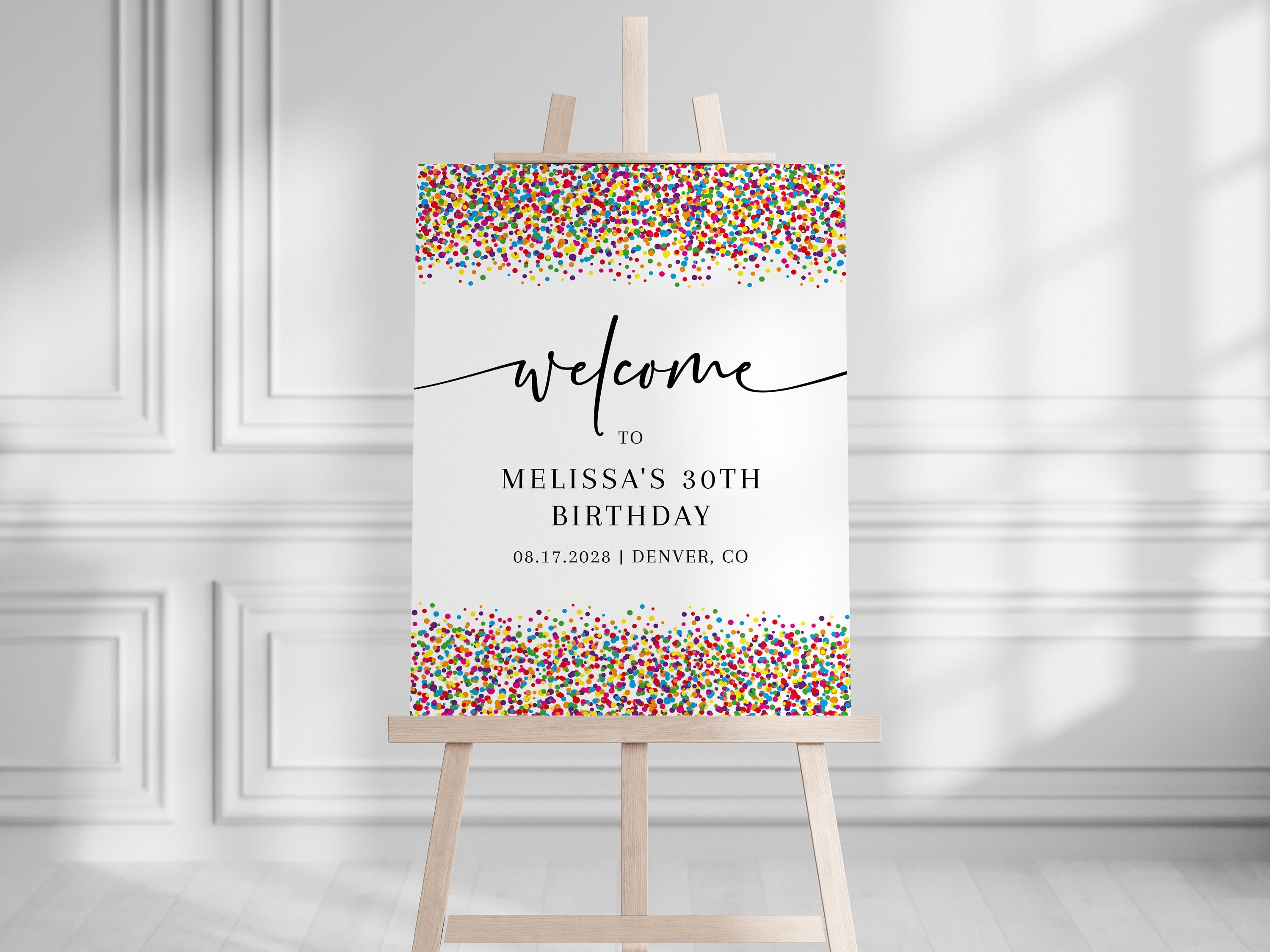 Colorful Confetti Welcome Poster | Rainbow Funfetti Birthday Welcome ...
