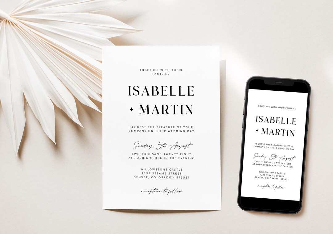 EVA | Wedding Invitation Template With Photo | Minimalist Wedding ...