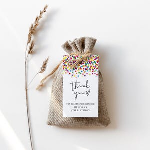Confetti Birthday Favor Tags Funfetti Bday Tags Colorful Thank You Tags ...