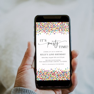 Editable Confetti Birthday Invitation Template | Colored Confetti Party ...