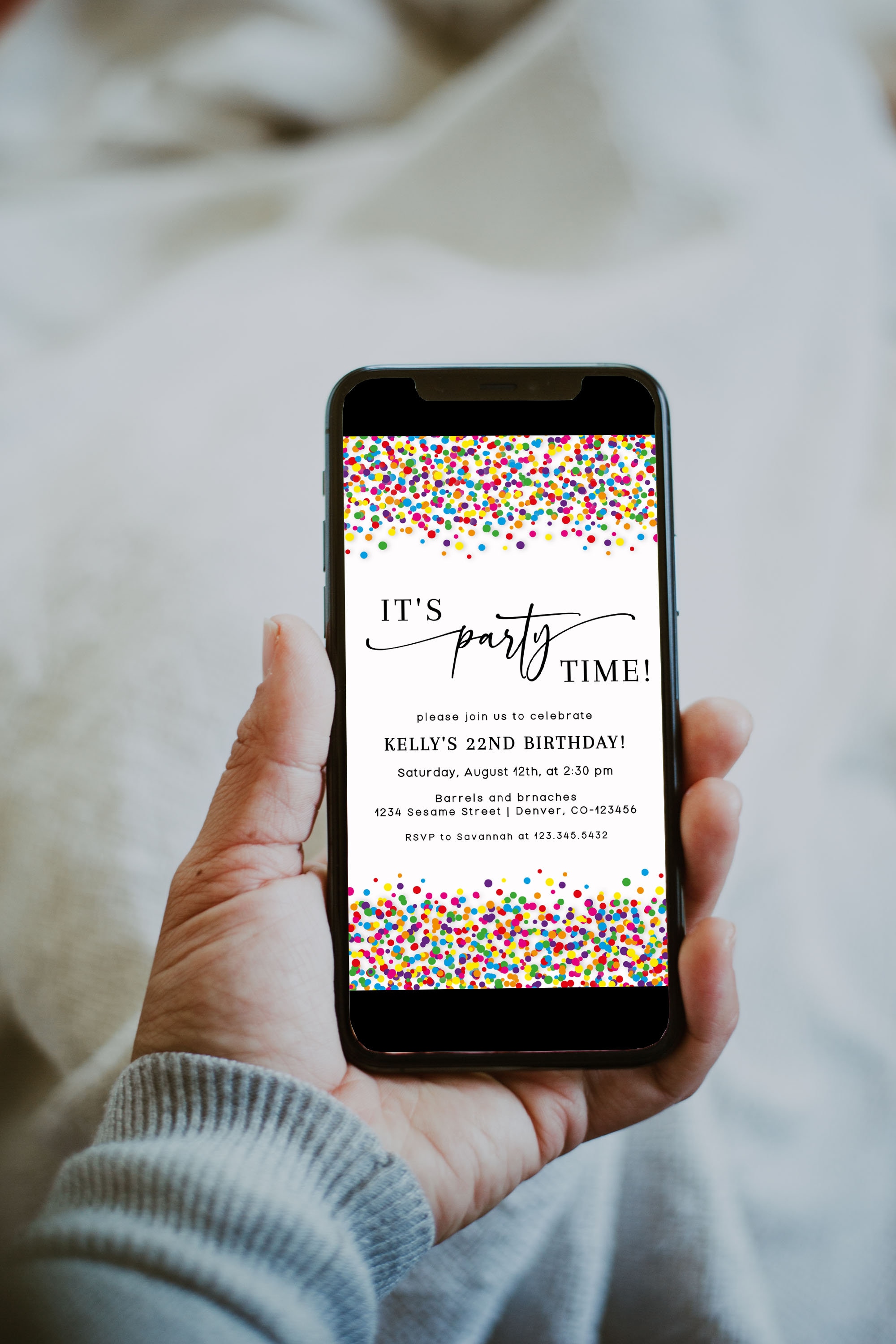 Editable Confetti Birthday Invitation Template Colored - Etsy