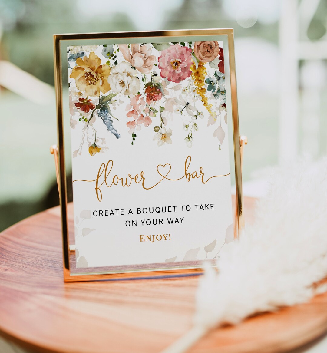 Xochi - Non Editable Wildflower Flower Bar Sign | Bridal Shower ...