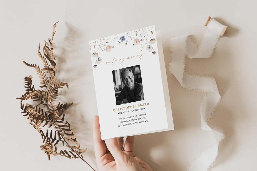 Wildflowers Editable Funeral Program Template | Memorial Service ...