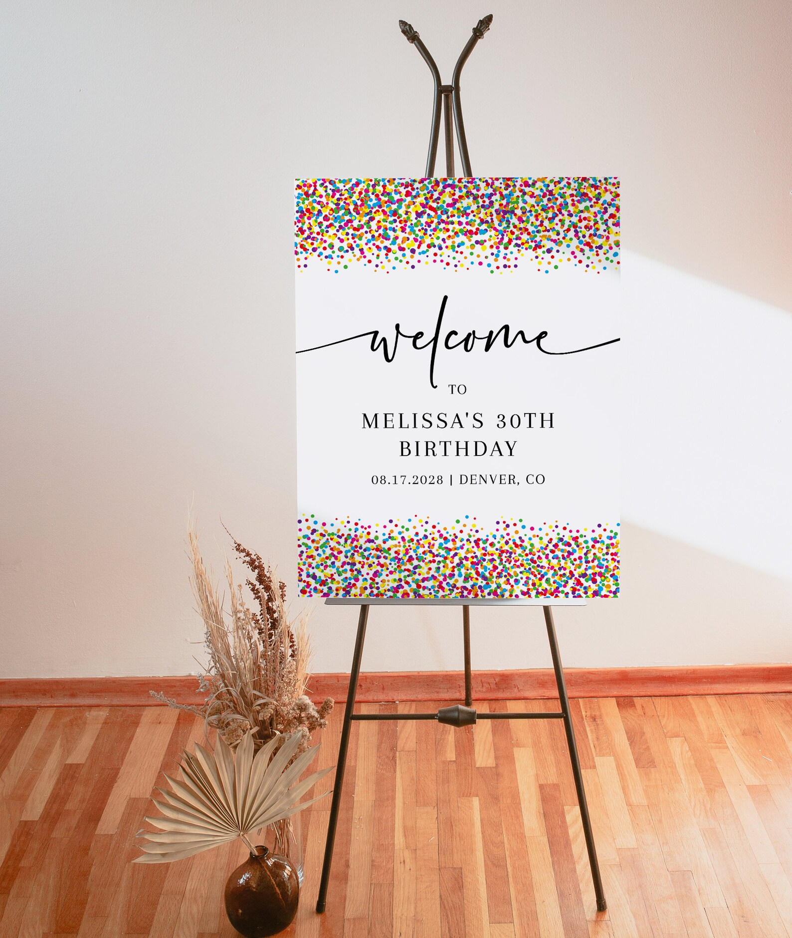 Colorful Confetti Welcome Poster | Rainbow Funfetti Birthday Welcome ...
