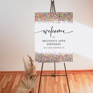 Colorful Confetti Welcome Poster | Rainbow Funfetti Birthday Welcome ...