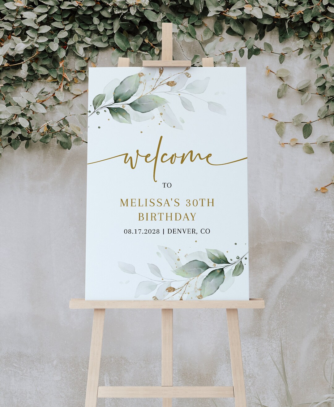 Greenery Welcome Poster | Eucalyptus Birthday Welcome Sign | Printable ...