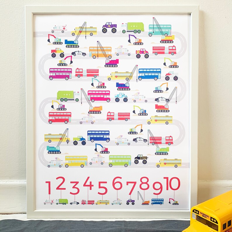 123 Counting Car Vehicle Transportation Poster - Etsy