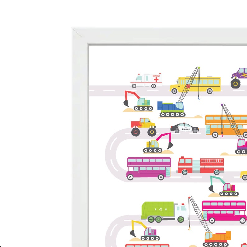 123 Counting Car Vehicle Transportation Poster - Etsy