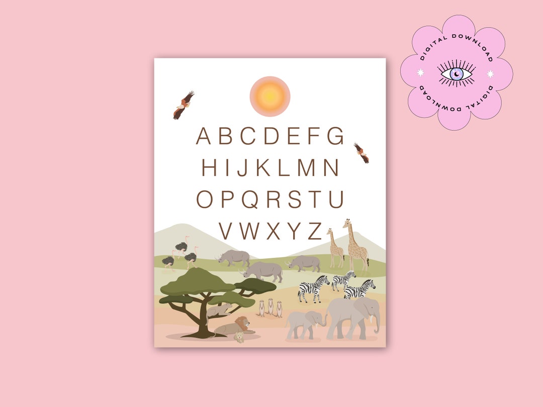 Safari ABC Animal Print | Earth Tones Nursery Decor (digital Download ...
